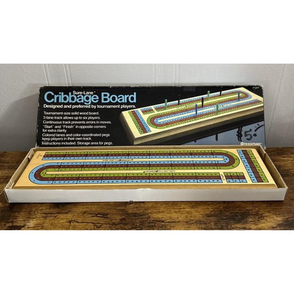 Pressman | Games | Vintage 983 Surelane Cribbage Board Pressman 111 Tournament Size With Pegs ...